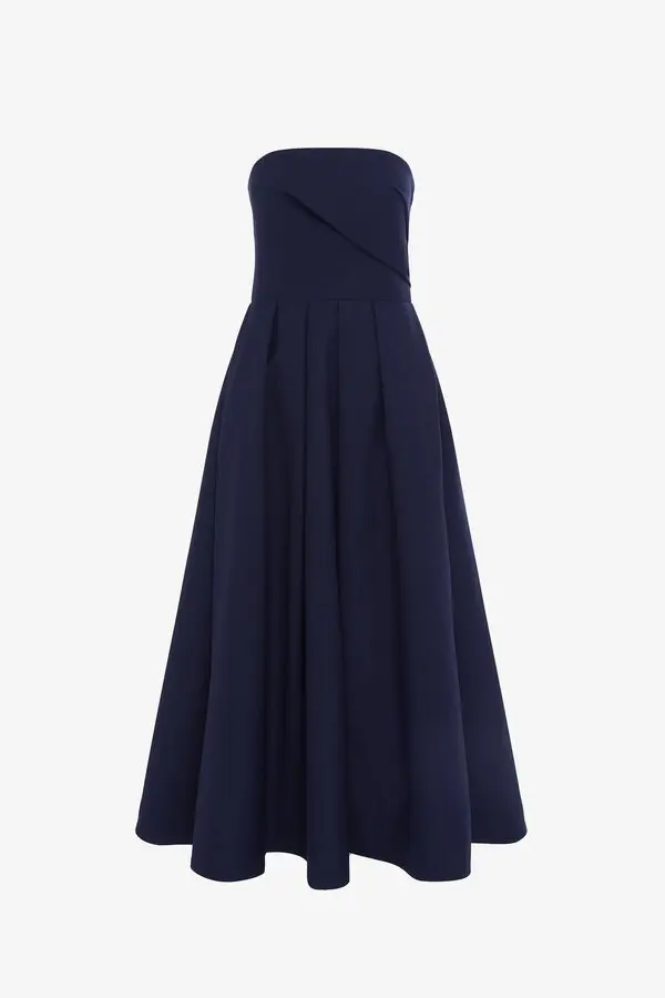 LEO LIN Strapless Bustier Midi Dress - Indigo