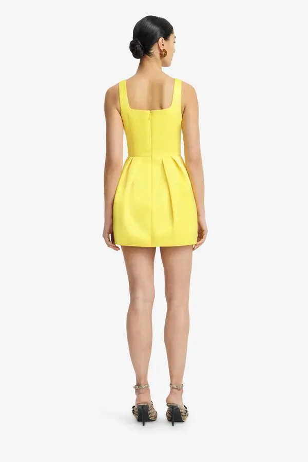 LEO LIN SHOPIFY Piper Floral Appliqué Bell Shape Mini Dress - Sunshine