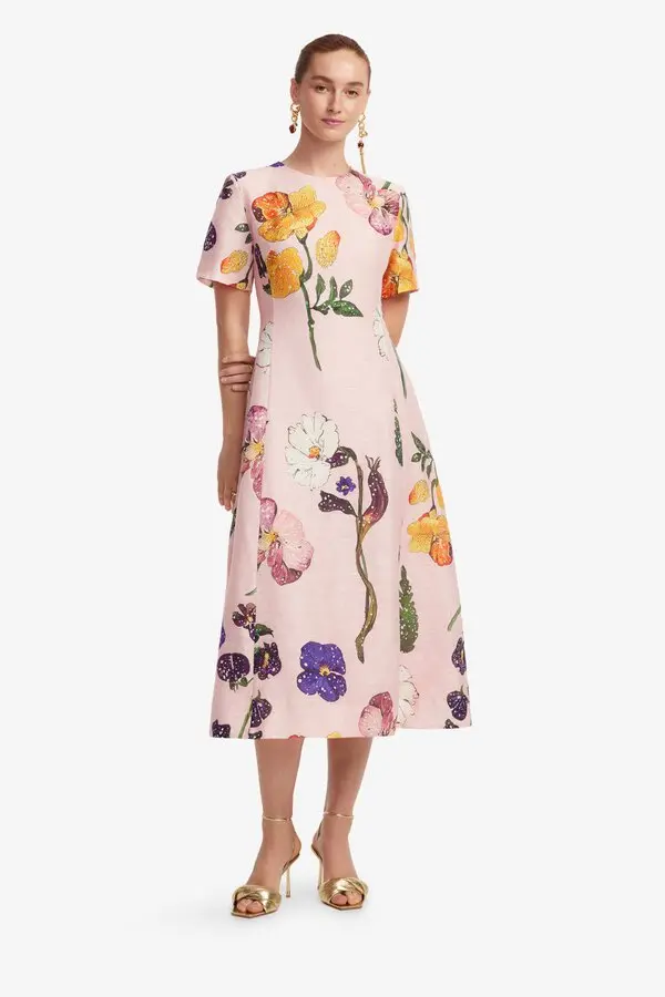 LEO LIN Caroline Short Sleeve Midi Dress - Wildbloom