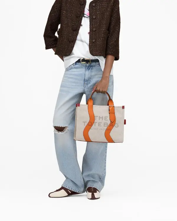 Marc Jacobs Wavy Canvas Tote Bag - Beige/orange