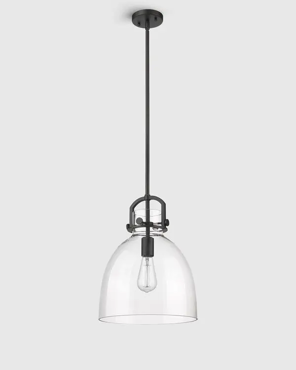 Quince Minimalist Glass Bell Pendant Light - Black