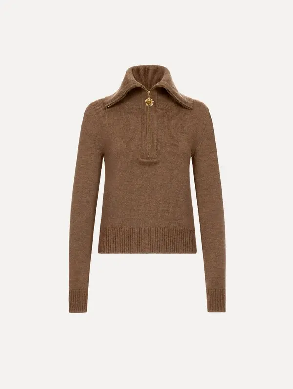 Oscar De La Renta Double Collar Half-zip Pullover