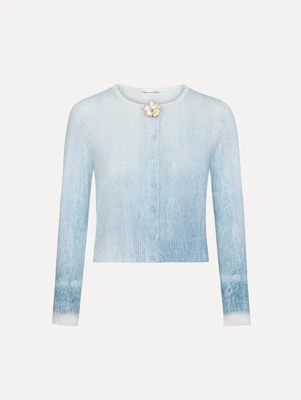 Oscar De La Renta Ombré Button-detailed Cardigan - Blue