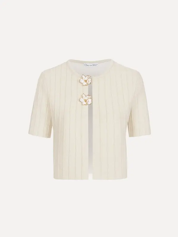 Oscar De La Renta Cropped Cardigan With Embellished Buttons