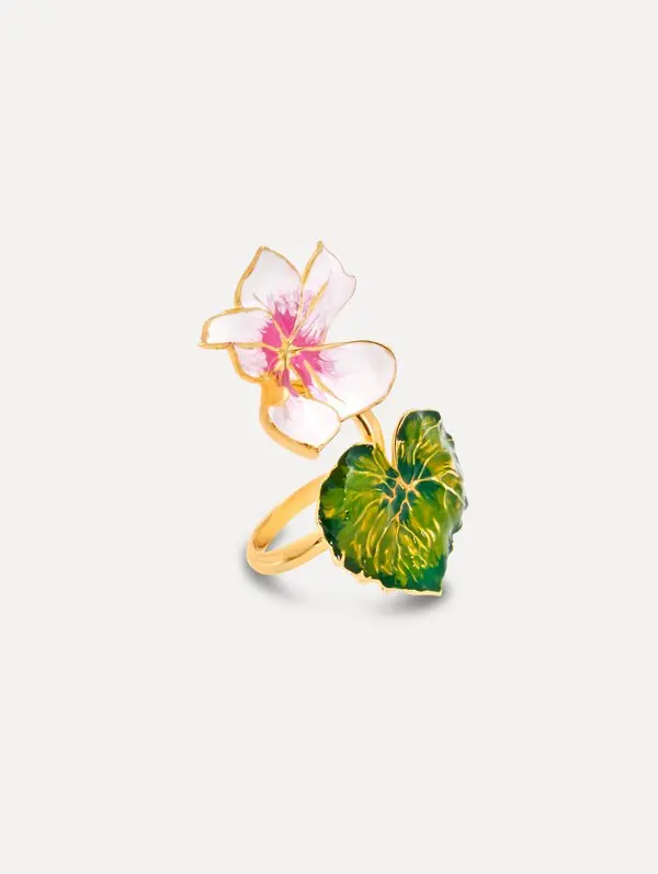 Oscar De La Renta Enamel Cyclamen Ring - One-color