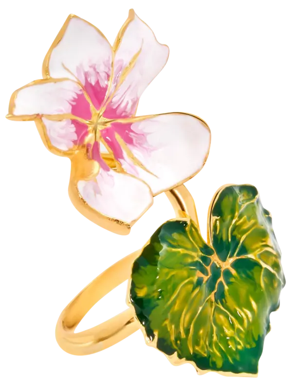 Oscar De La Renta Enamel Cyclamen Ring - One-color