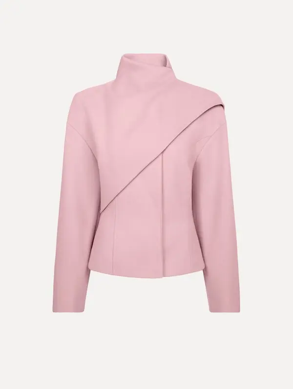 Oscar De La Renta Drape-detailed Wool Coat - Blush
