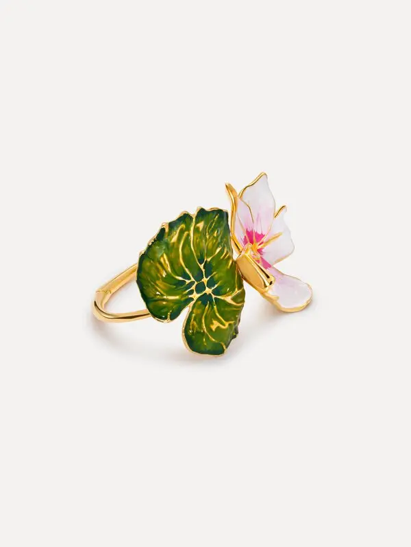 Oscar De La Renta Enamel Cyclamen Cuff Bracelet - One-color