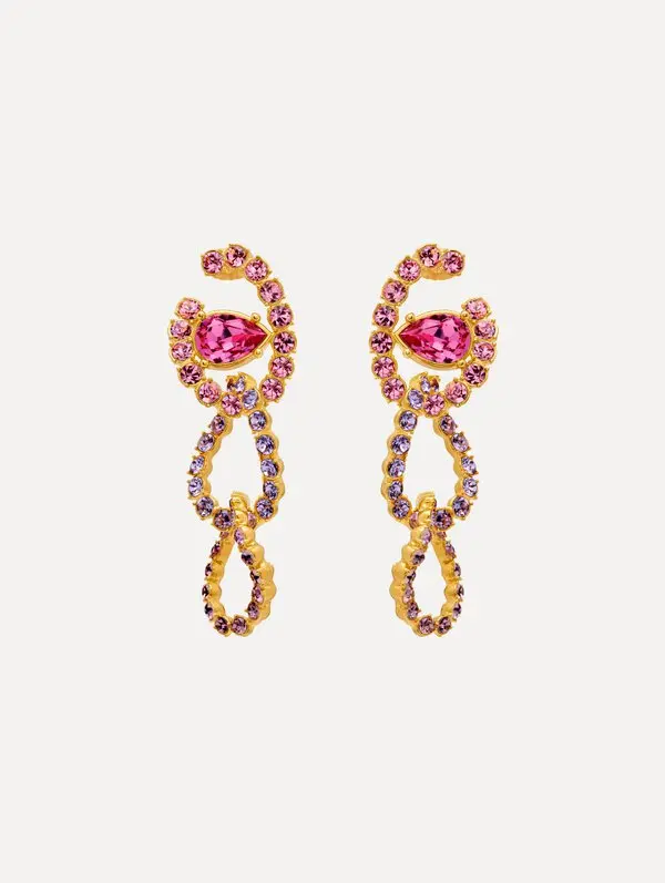 Oscar De La Renta Rhinestone Chain-link Clip-on Earrings - One-color
