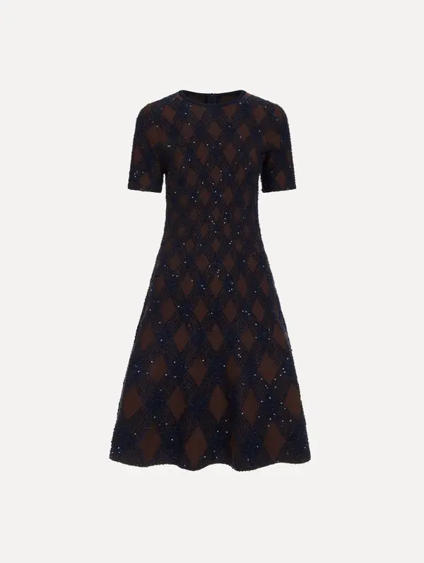Oscar De La Renta Argyle Knit Mini Dress