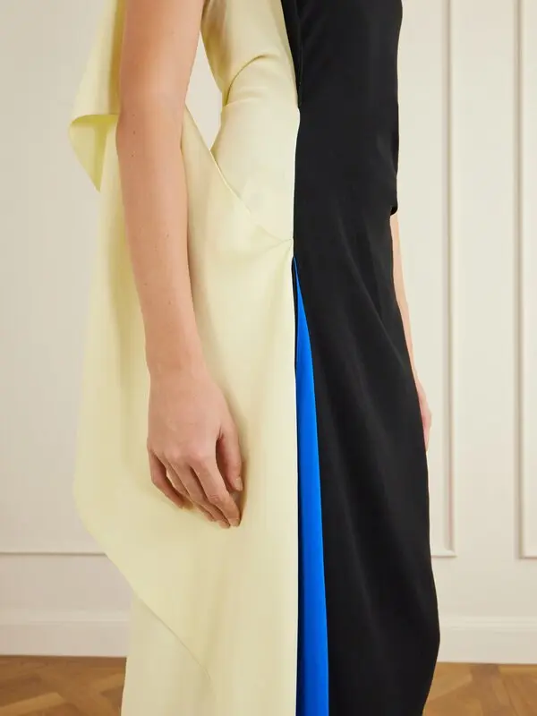 Loewe Asymmetric Draped Crepe-jersey Midi Dress - Black