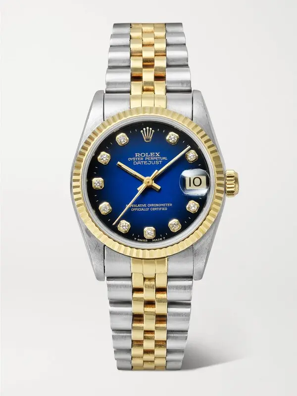 STEPHANIE WINDSOR Rolex Vintage 1995 Datejust Automatic 31mm 18-karat Gold, Stainless Steel And Diamond Watch - Gray