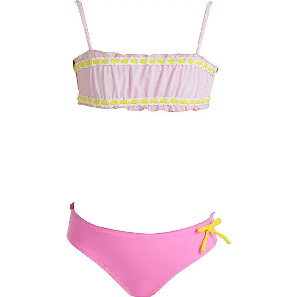 NESSI BYRD Bandeau Bikini Set With Ribbon Trim - Pink