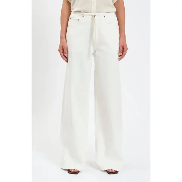 DAZE Madison Tie Waist Wide Leg Jeans - Milkshake