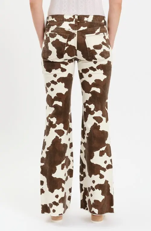 DAZE Cow Print Flare Jeans