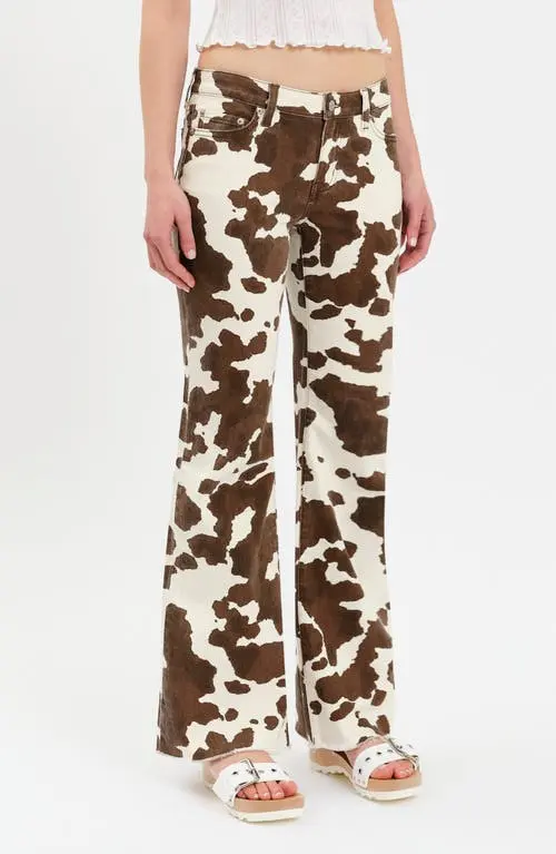 DAZE Cow Print Flare Jeans