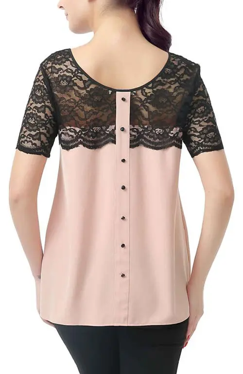 KIMI + KAI Paisley Lace Yoke Maternity Blouse