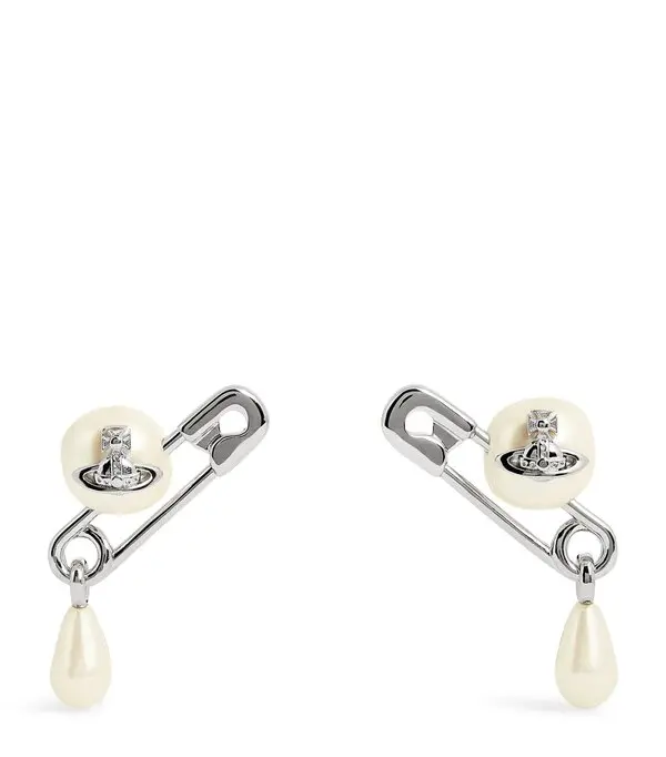 VIVIENNE WESTWOOD Small Faux Pearl Claude Stud Earrings - Silver