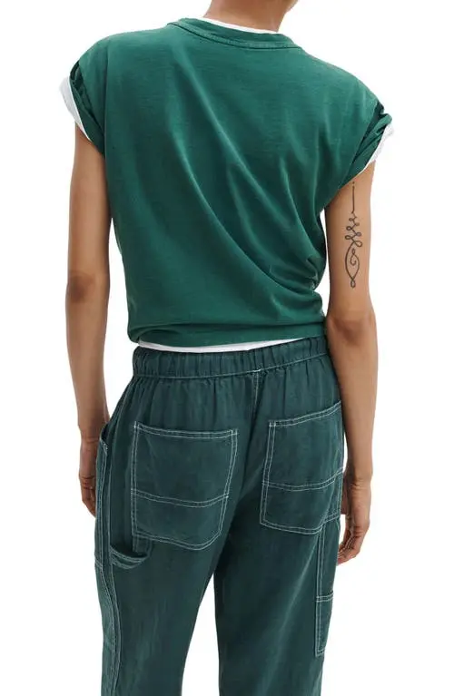 Rag & Bone Kelly Washed Boxy Cotton T-shirt - Forest