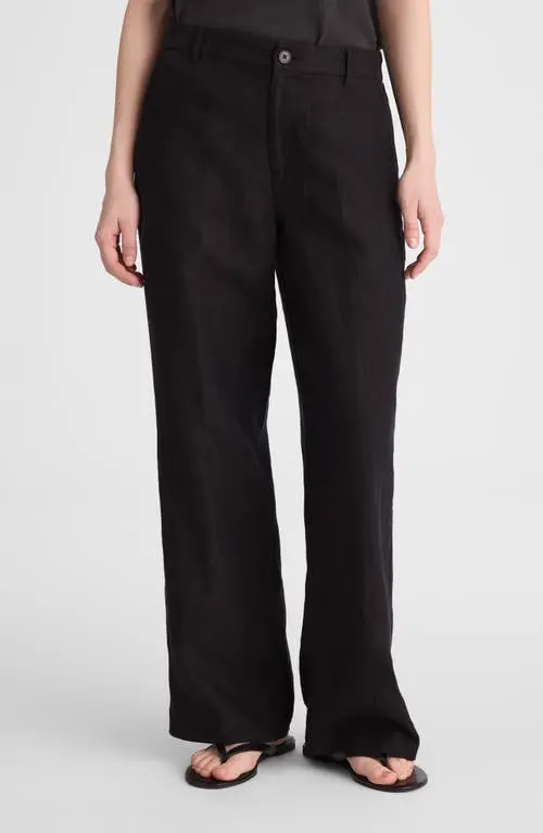 Madewell Zoe Relaxed Straight Leg Linen Pants - Jet Black