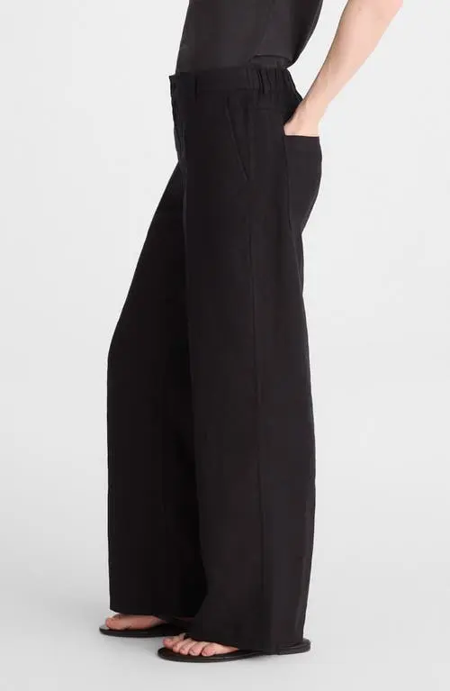Madewell Zoe Relaxed Straight Leg Linen Pants - Jet Black