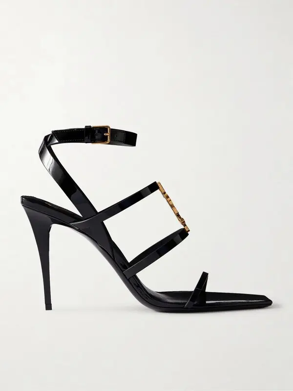 Saint Laurent Cassandra Embellished Patent-leather Pumps - Black