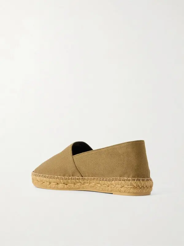 Saint Laurent Embroidered Canvas Espadrilles - Green