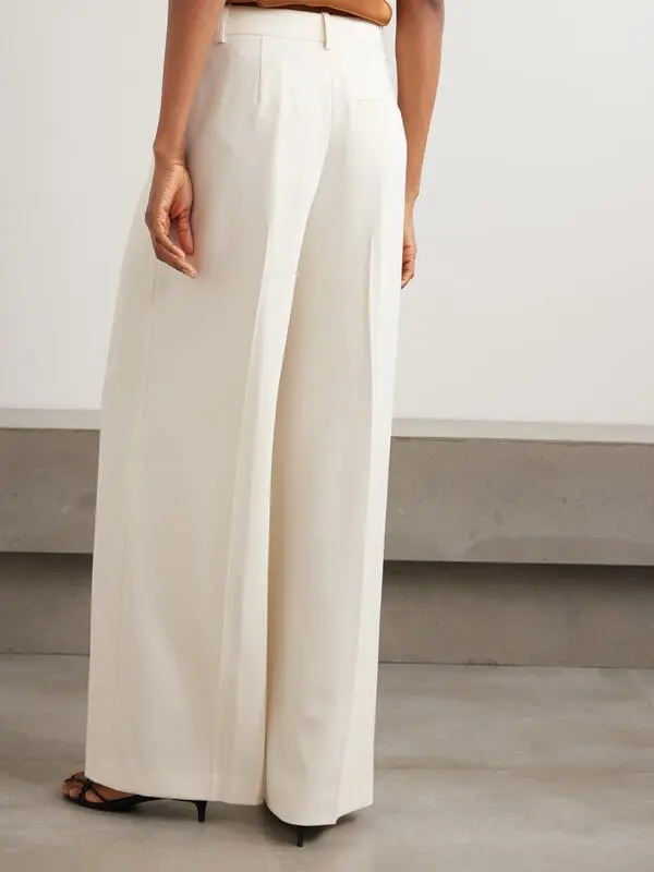 Theory Pleated Crepe Wide-leg Pants - Neutrals