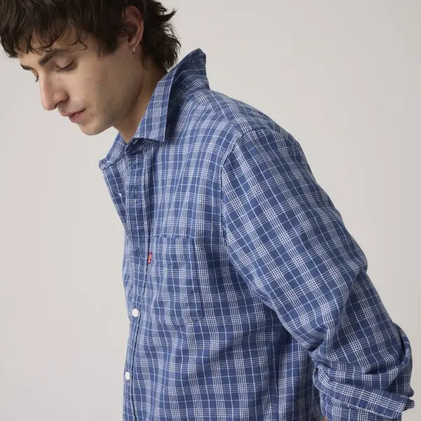 LEVI'S Classic One Pocket Standard Fit Cotton Linen Shirt - Hakan Plaid Sunshine