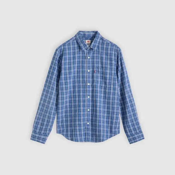 LEVI'S Classic One Pocket Standard Fit Cotton Linen Shirt - Hakan Plaid Sunshine