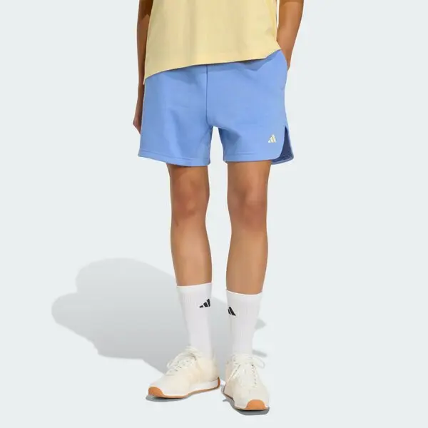 Adidas 3 Stripes Studio Fleece Loose Shorts - Blue Fusion