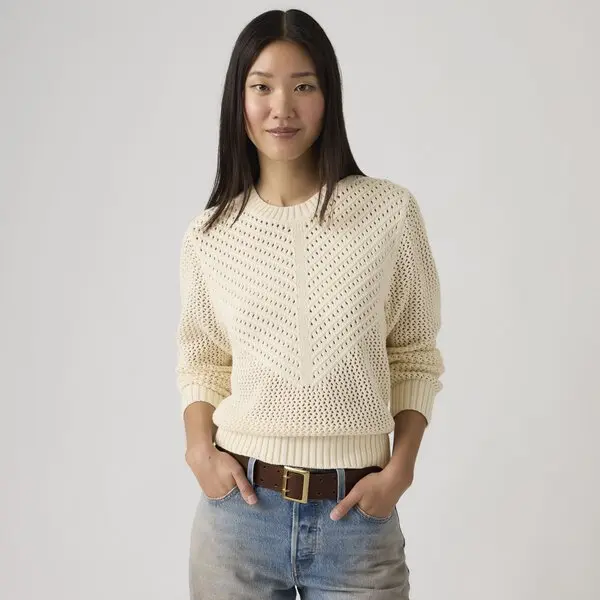 LEVI'S Gaelle Long-sleeve Crochet Pullover Sweater - Pristine