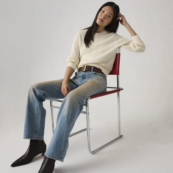 LEVI'S Gaelle Long-sleeve Crochet Pullover Sweater - Pristine