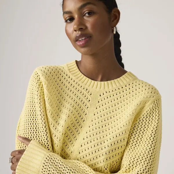 LEVI'S Gaelle Long-sleeve Crochet Pullover Sweater - French Vanilla