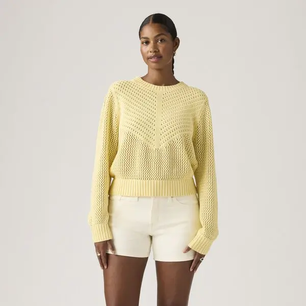 LEVI'S Gaelle Long-sleeve Crochet Pullover Sweater - French Vanilla