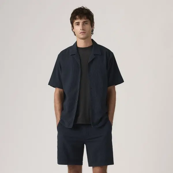 LEVI'S Sunset Camp Seersucker Shirt - Navy Plaid