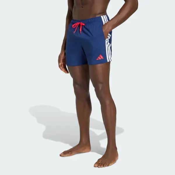 Adidas 3-stripes 5-inch Swim Shorts - Dark Blue / Pure Ruby