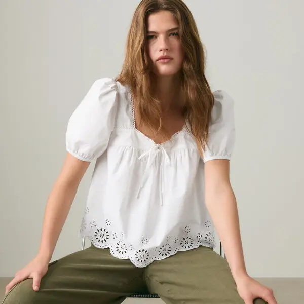 LEVI'S Darling Short-sleeve Cutwork Blouse - Bright White