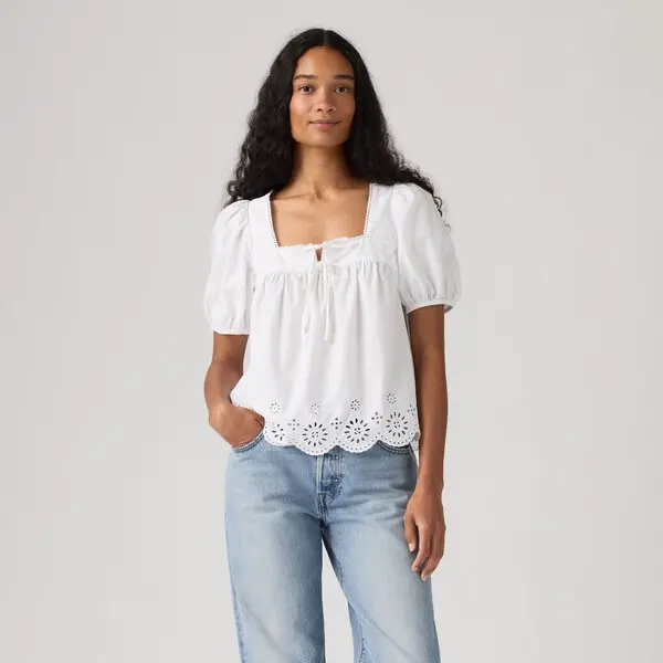 LEVI'S Darling Short-sleeve Cutwork Blouse - Bright White