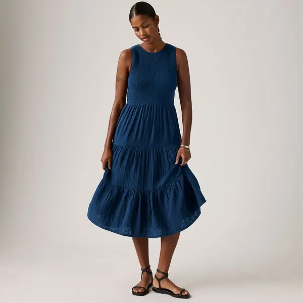 LEVI'S Cely Smocked Midi Dress - Chill Lagoon