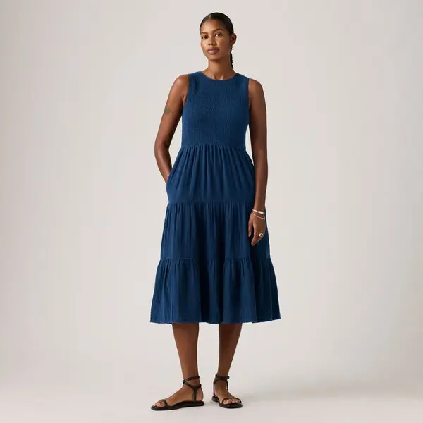 LEVI'S Cely Smocked Midi Dress - Chill Lagoon