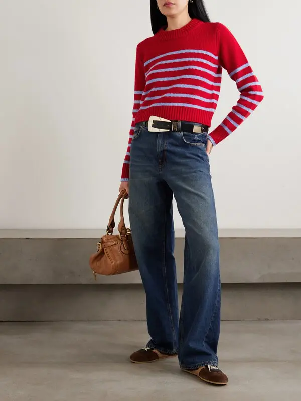 LA LIGNE Mini Marin Striped Wool And Cashmere-blend Sweater - Red