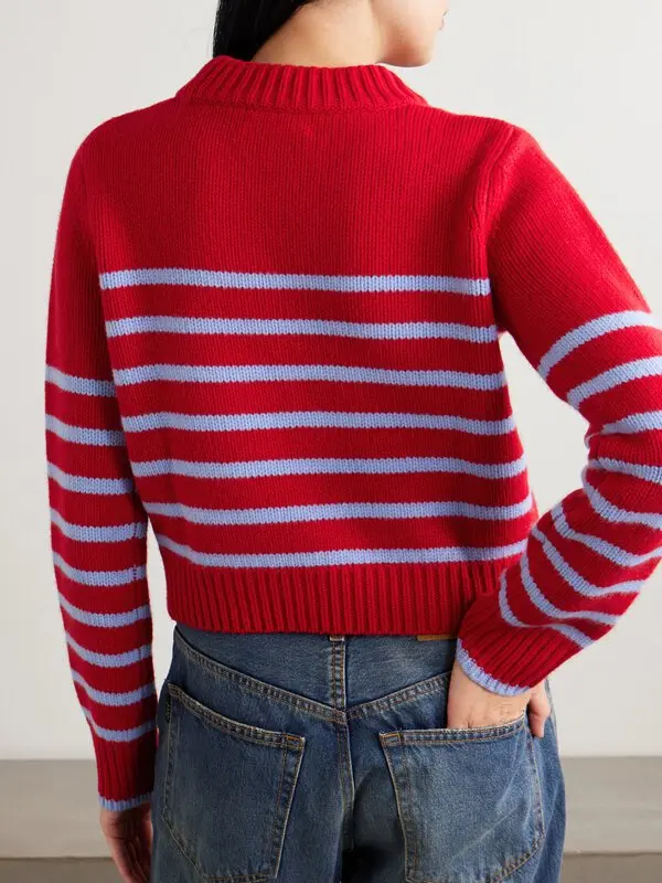 LA LIGNE Mini Marin Striped Wool And Cashmere-blend Sweater - Red