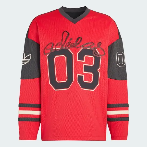 Adidas Originals Hockey Long Sleeve Jersey - Pure Ruby