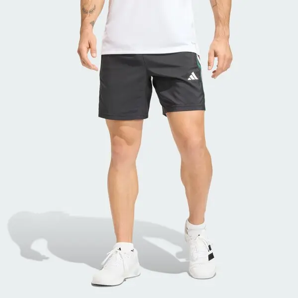 Adidas Workout Essentials 3-stripes Woven Shorts - Black / Team Dark Green / White / Better Scarlet