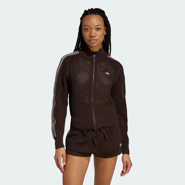 Adidas Knitted Crochet Firebird Track Top - Aurora Coffee