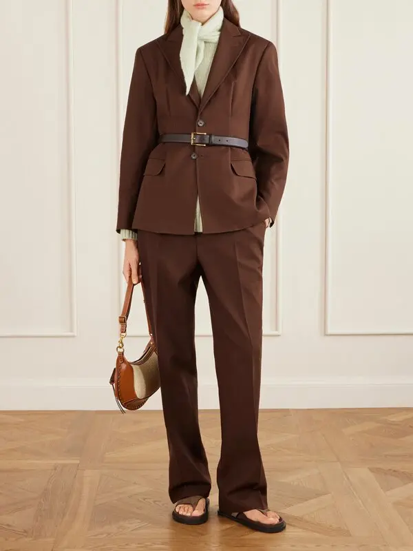 Polo Ralph Lauren Pleated Cotton And Wool-blend Twill Straight-leg Trousers - Brown
