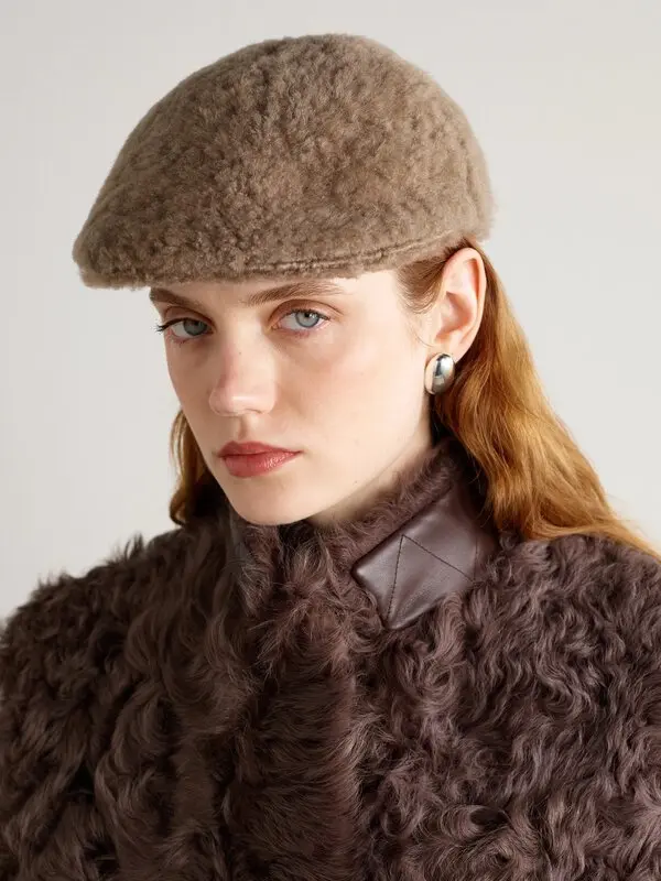 Brunello Cucinelli Shearling Flat Cap - Neutrals