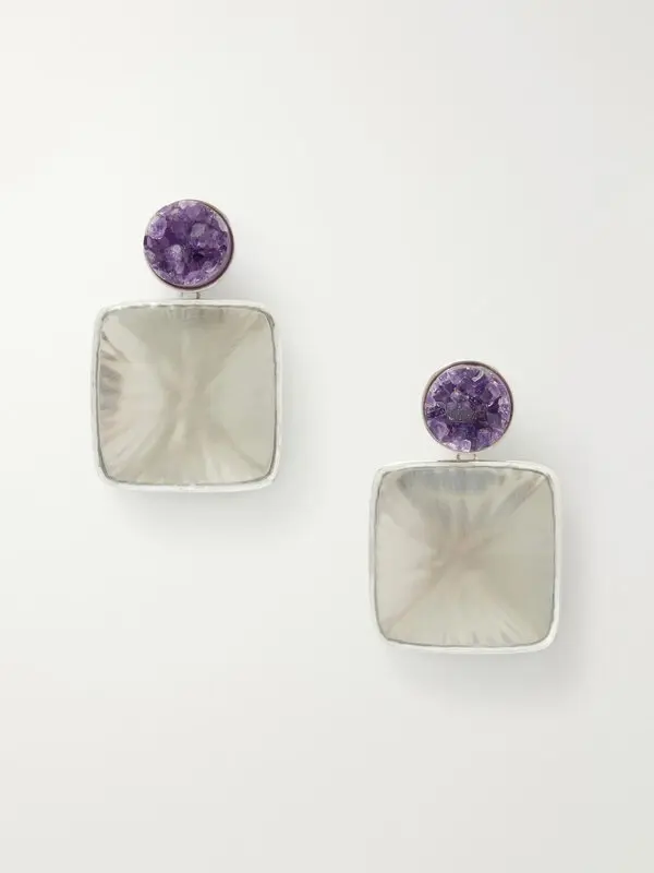 Alaïa Tone And Amethyst Earrings - Silver