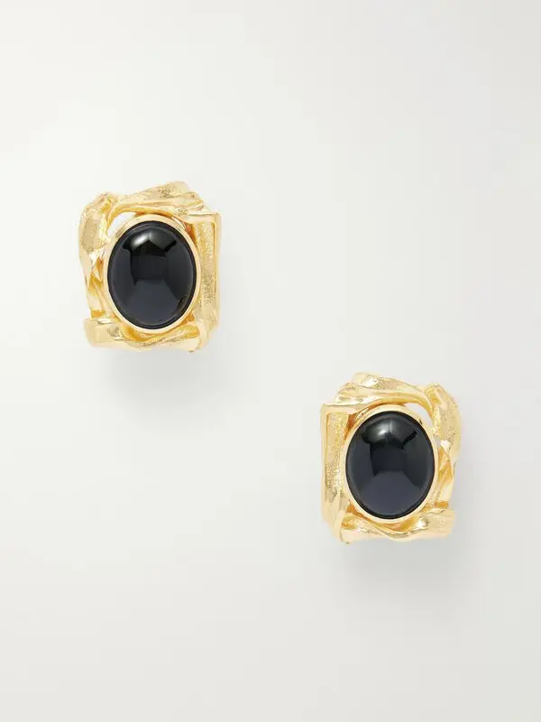 Completedworks Gold-plated And Resin Earrings - Black